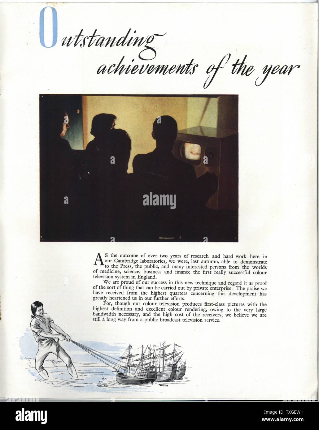 Magazine article from 1955 celebrating achievements in television Stock ...