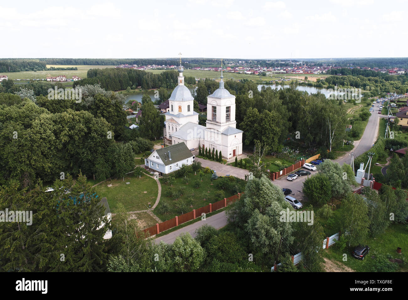 Aerial view of the Church Of The Transfiguration, Spas-Prognanye ...