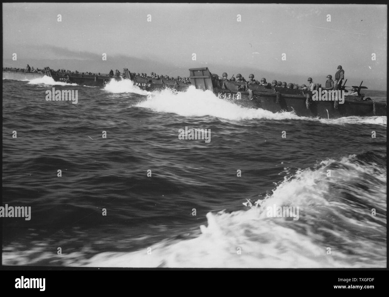 US forces land at Luzon, Philippines during World War two. 1945 Stock ...