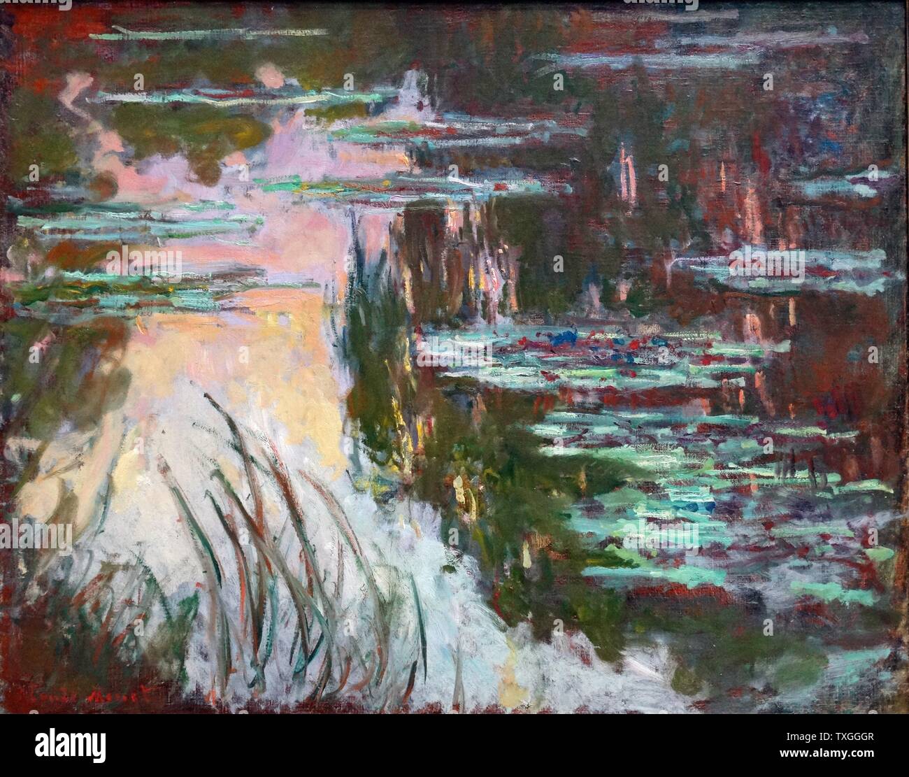 Painting titled 'Water-Lilies, Setting Sun' by Claude Monet (1840-1926 ...