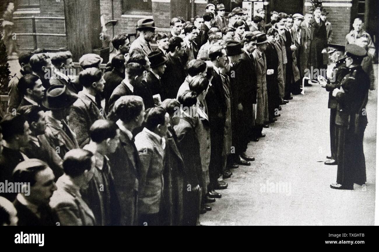 Photographic print showing British conscripts during the Second World ...
