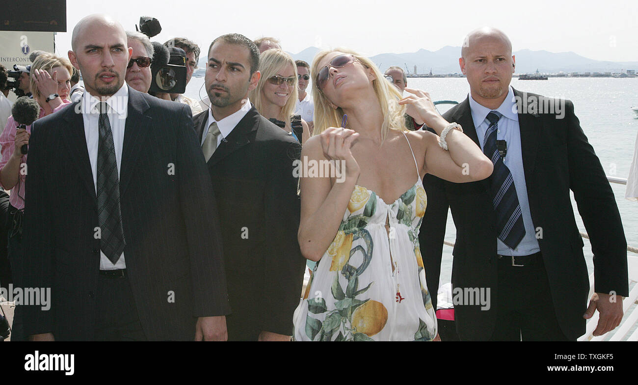 Paris Hilton arrives by boat for the photocall of her new movie "Pledge ...