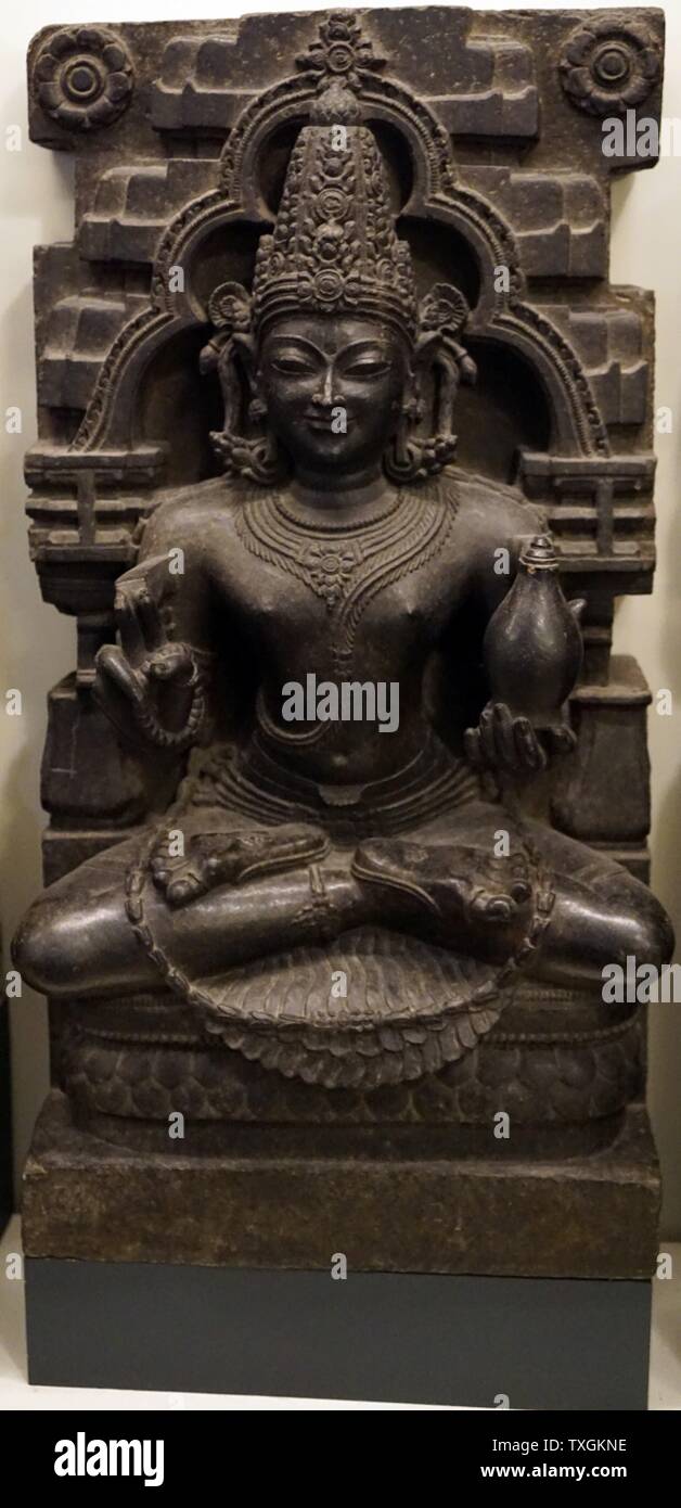 Sculpture of the Indian planet of the Mars (Mangala) holding a water ...