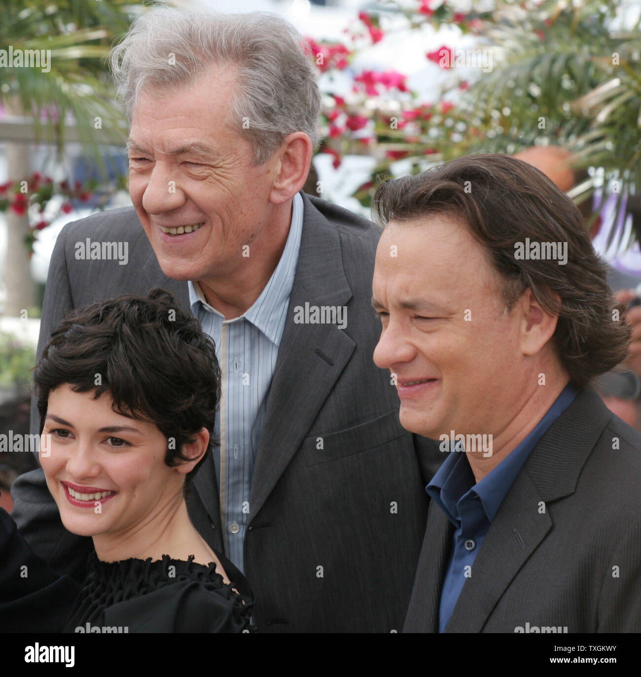 Actor Ian McKellen (top), actress Audrey Tautou (L) and actor Tom Hanks ...