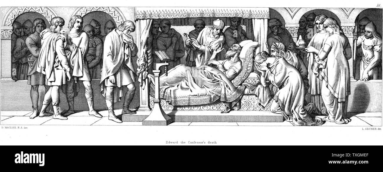Death of Edward The Confessor (c.1003-1066). Anglo-Saxon king of ...