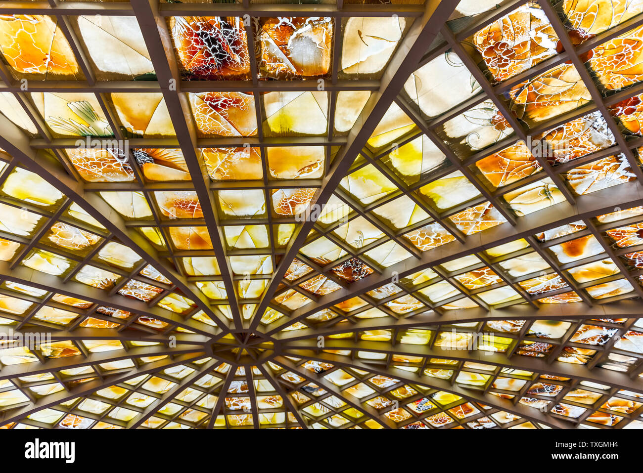 Modern stained glass roof close-up Stock Photo - Alamy