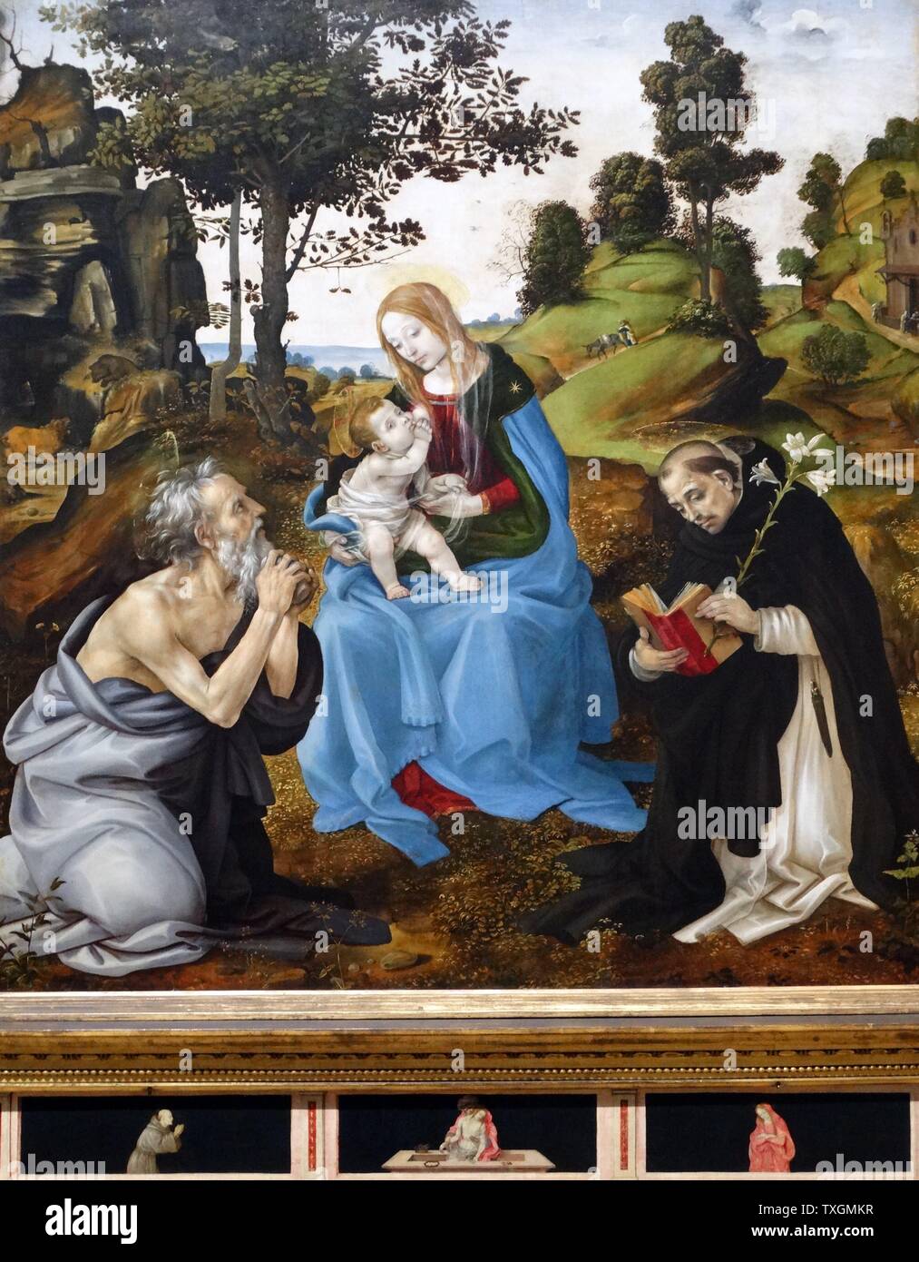Painting titled The Virgin and Child with Saints Jerome and Dominic' by ...