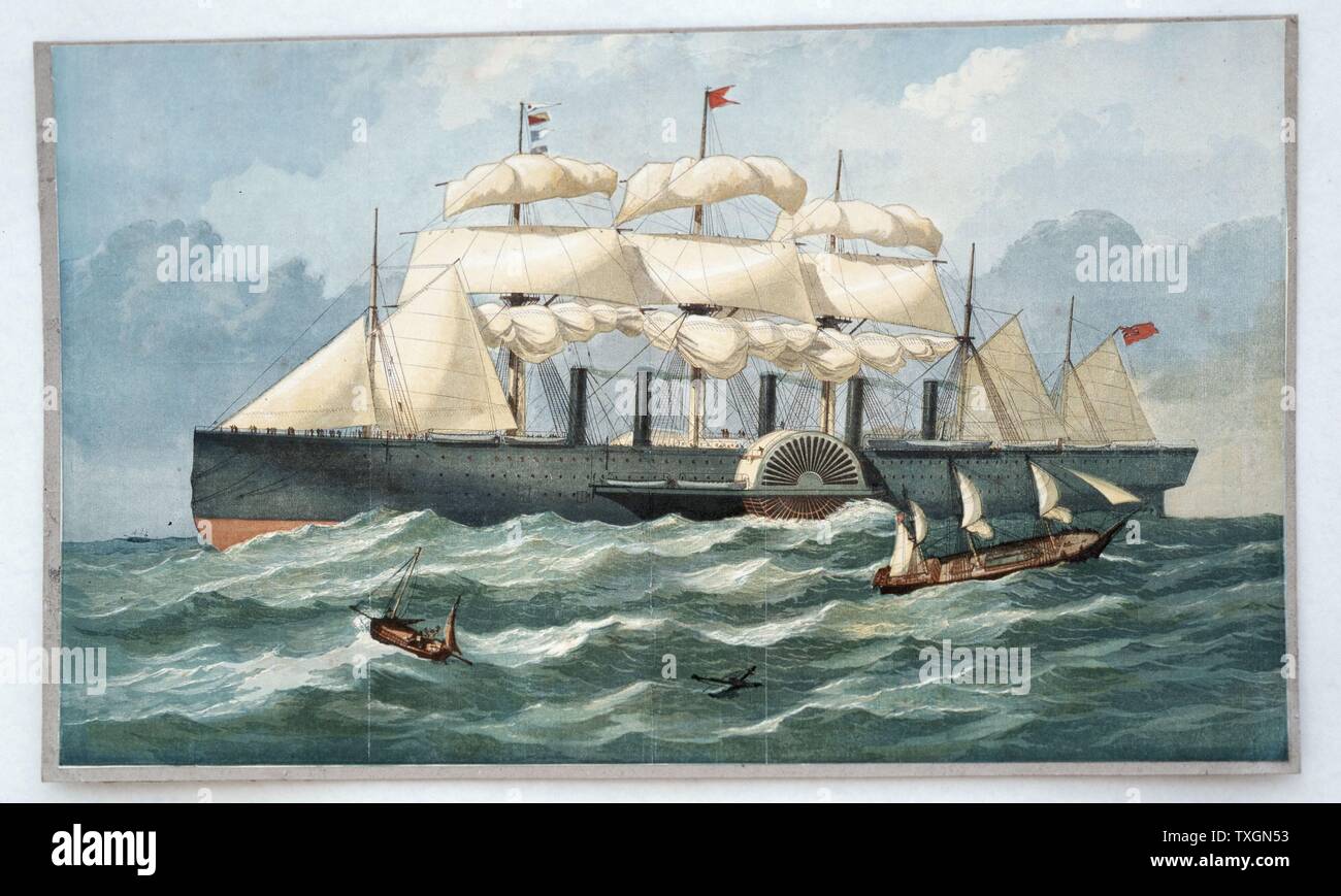 I.K. Brunel's steam ship 'Great Eastern' showing housing for paddle ...