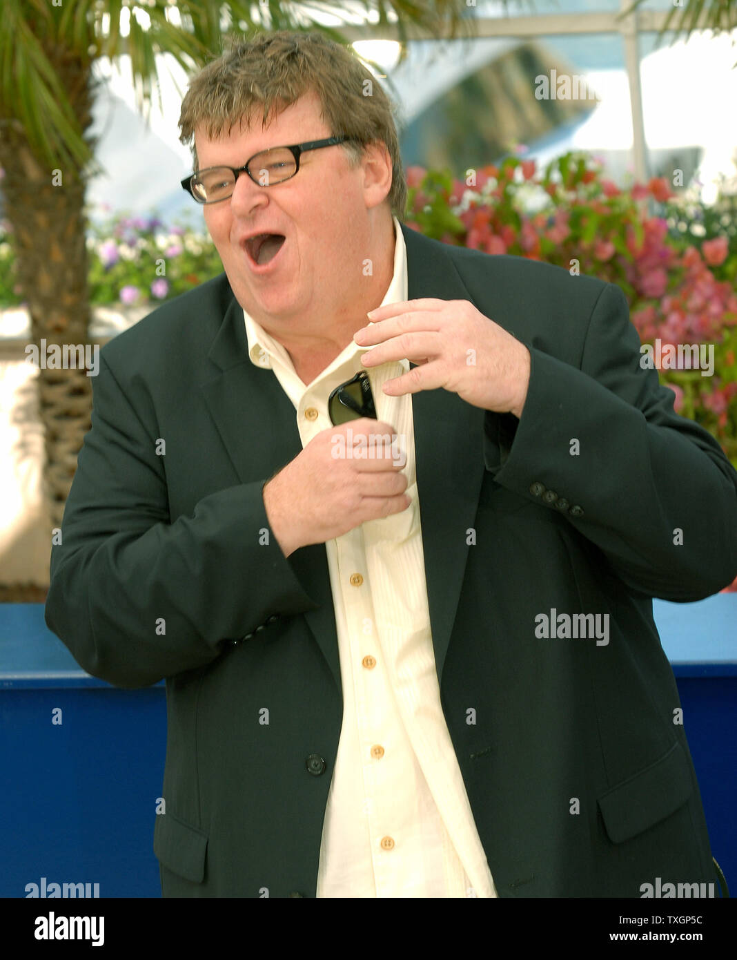 American director Michael Moore attends the photocall for his new film ...