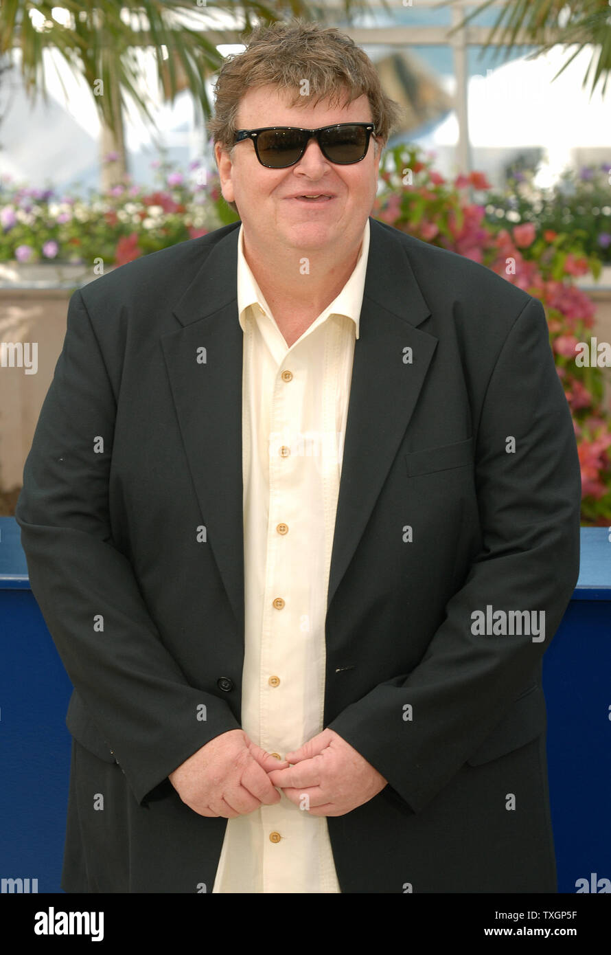 American director Michael Moore attends the photocall for his new film ...