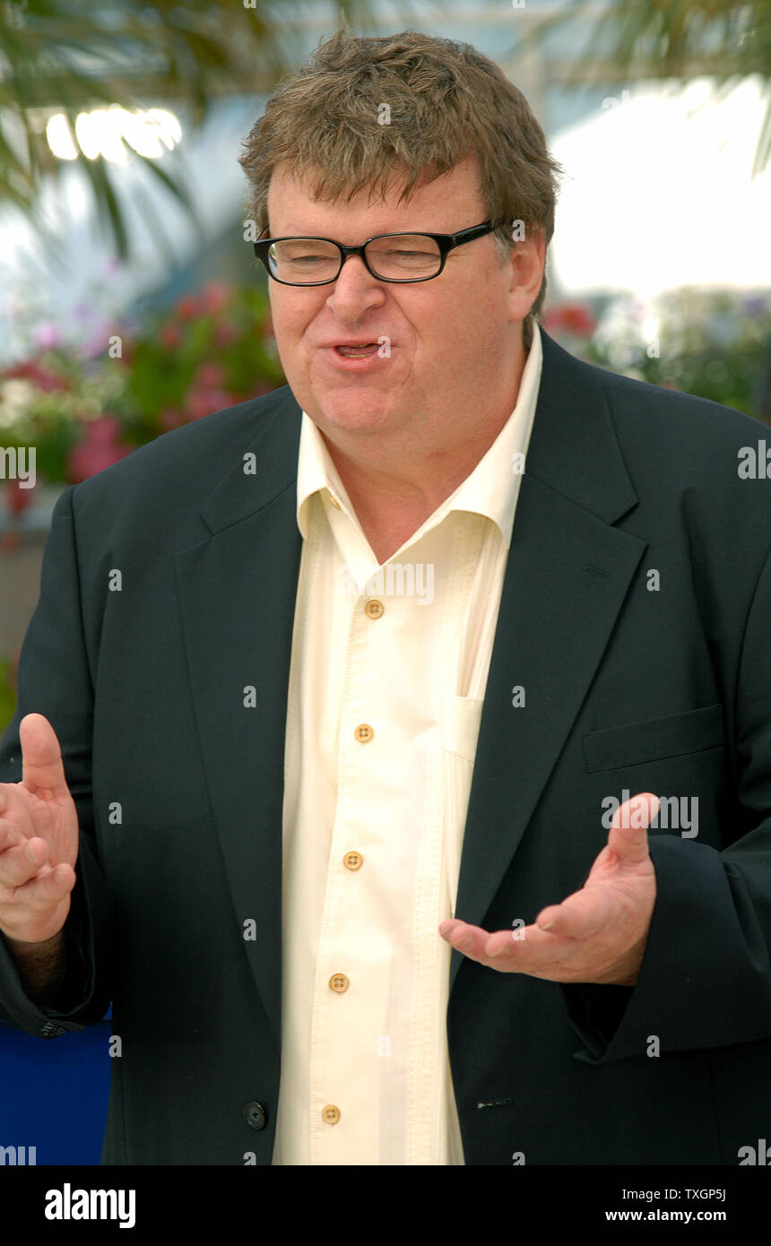 American director Michael Moore attends the photocall for his new film ...
