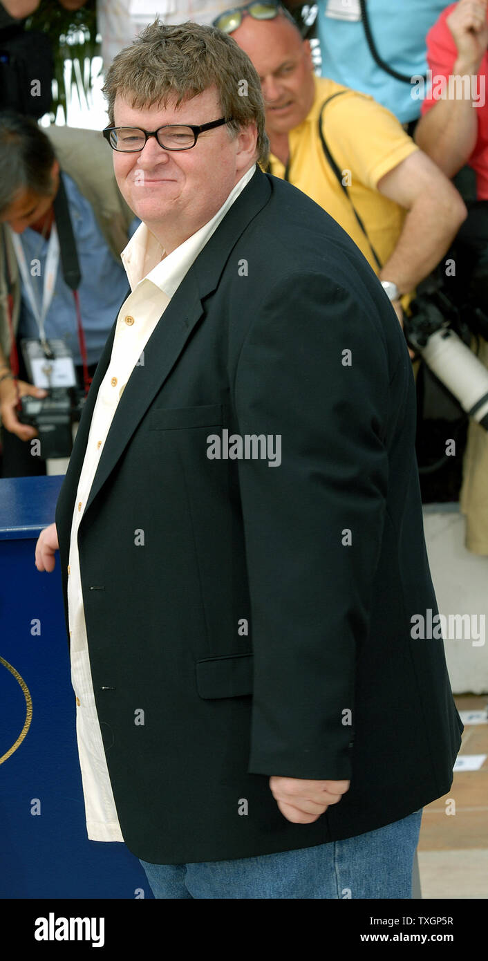 American director Michael Moore attends the photocall for his new film ...