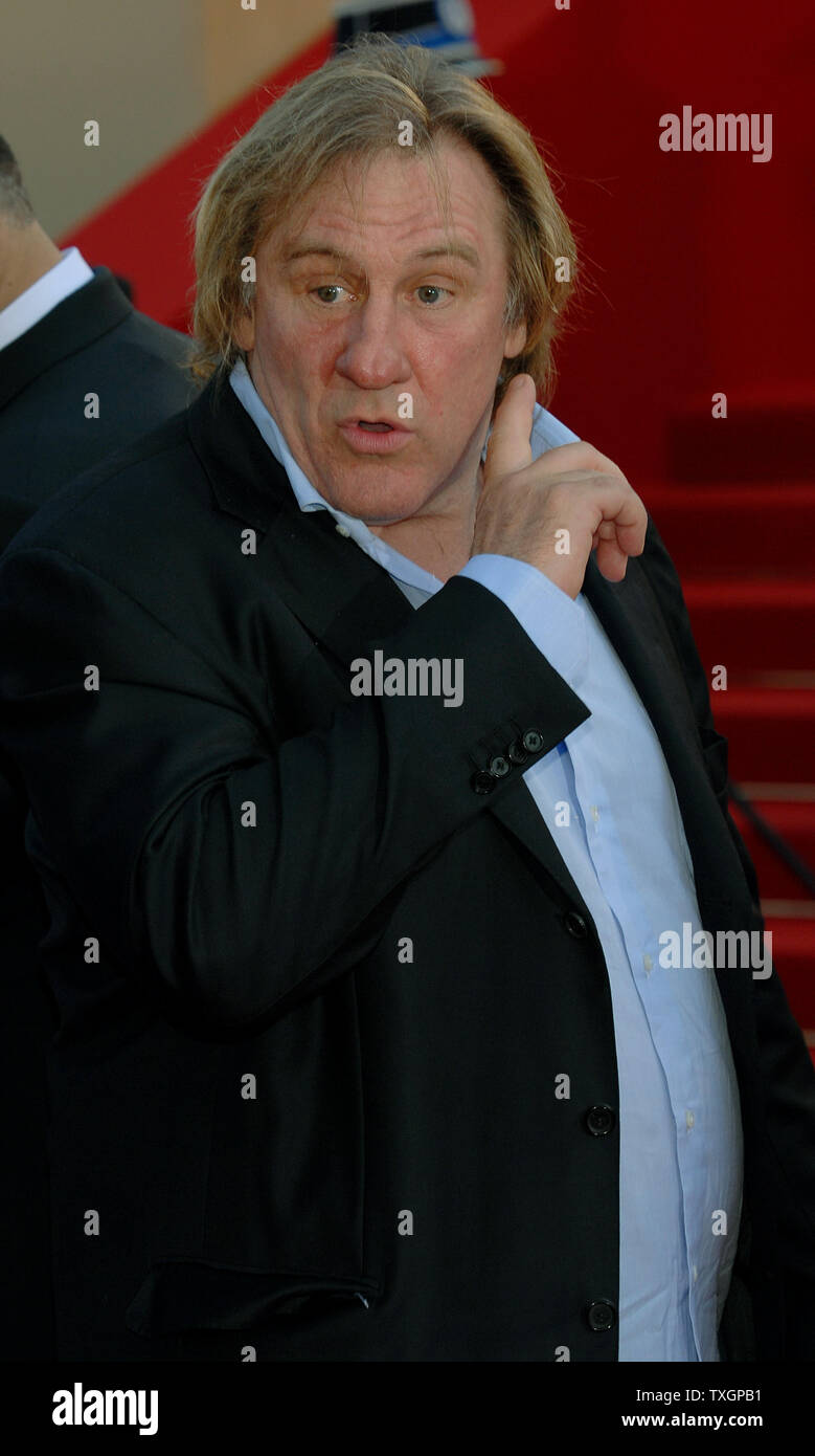 French actor Gerard Depardieu arrives at the Palais des Festivals for ...
