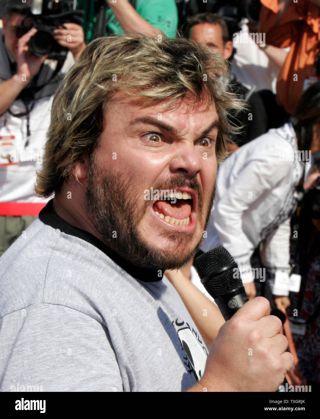 Actor Jack Black performs at an event promoting his new film "Kung Fu ...
