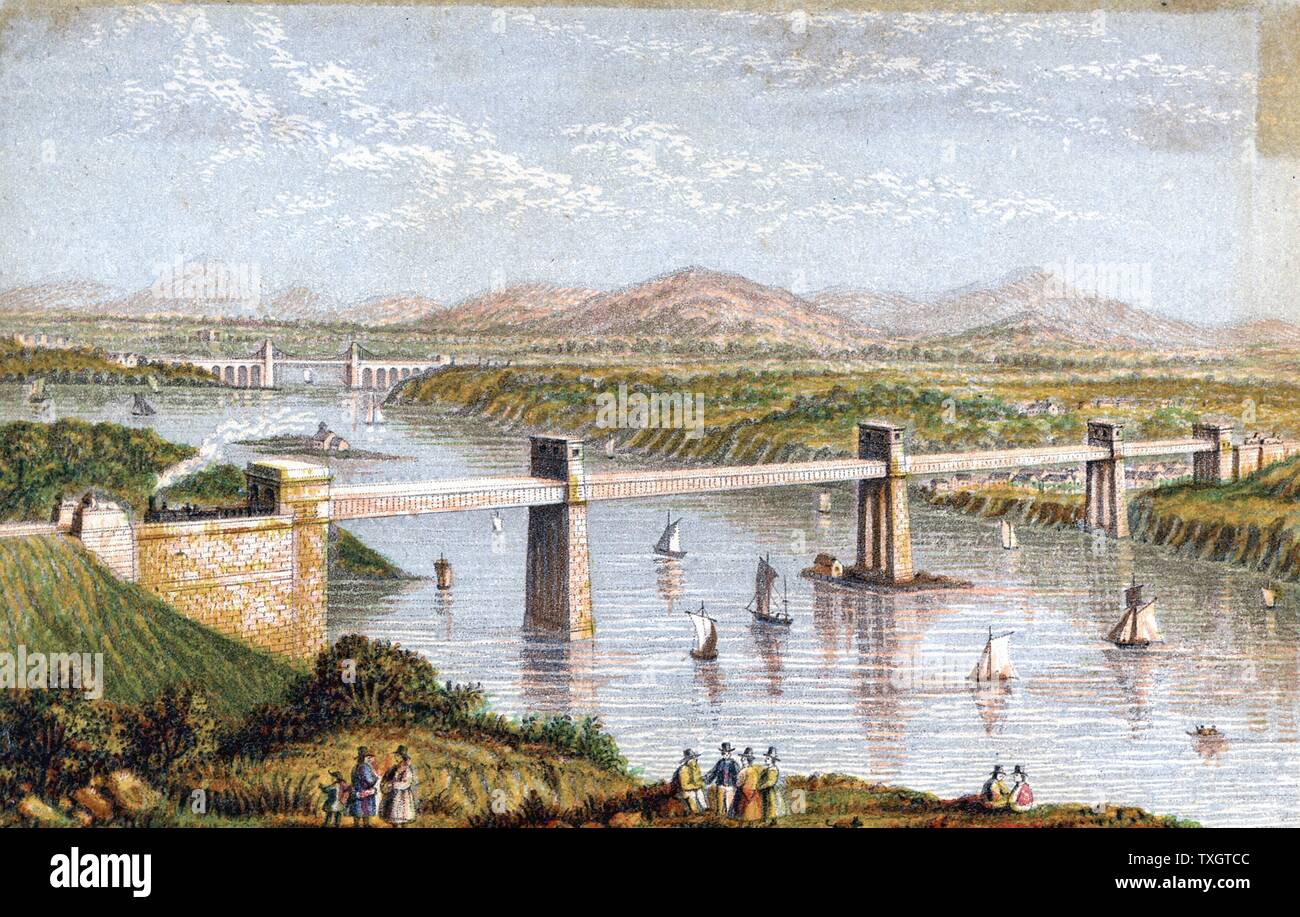 Britannia Tubular Bridge over Menai Straits, Wales: Chester and ...