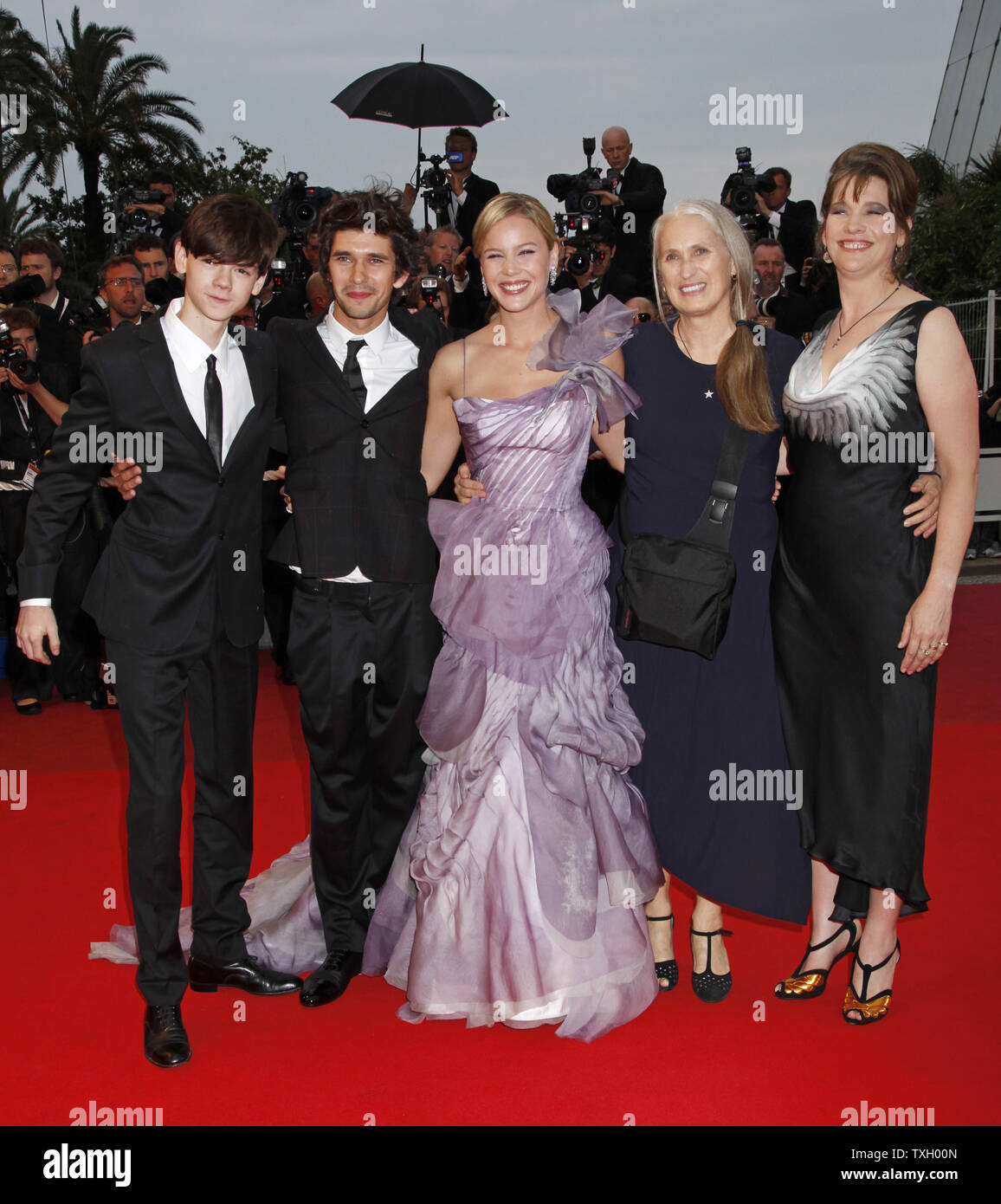 (From L to R) Actors Thomas Sangster and Ben Whishaw, actress Abbie ...