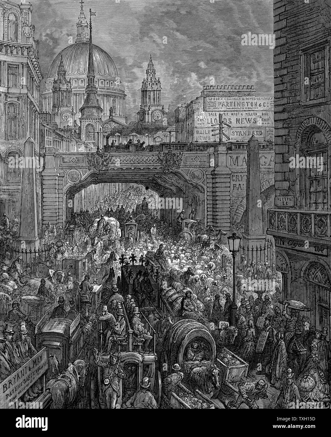 A pilgrimage london 1872 scene of traffic congestion hi-res stock ...