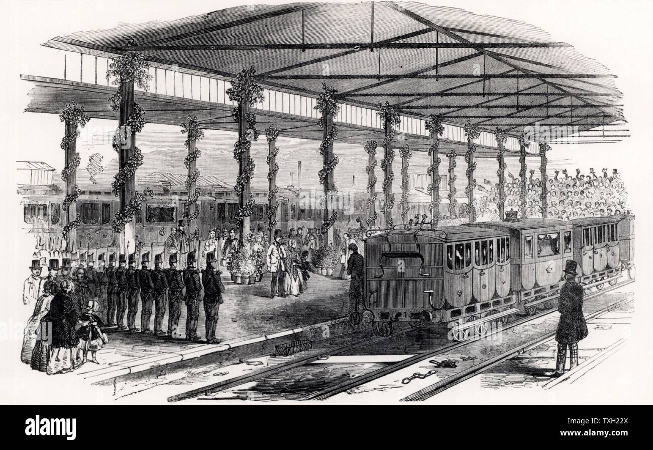 Queen Victoria changing trains at Gloucester, 1849. On her journey back ...