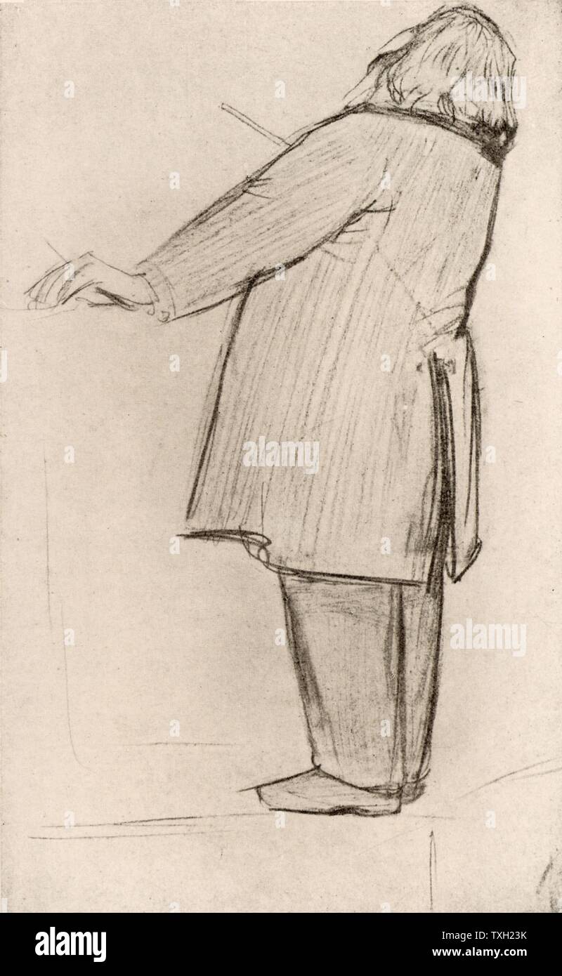Johannes Brahms (1833-1897) German composer, conducting. From drawing ...