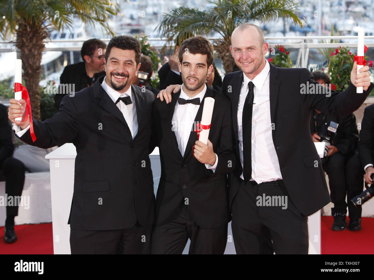 Directors Louis Sutherland (L) and Mark Albiston (R) hold their Special ...