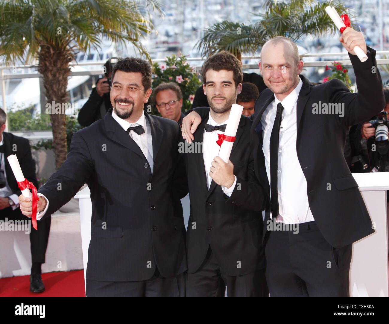 Directors Louis Sutherland (L) and Mark Albiston (R) hold their Special ...