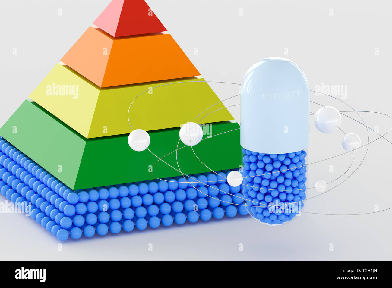 Statistical pyramids with capsules, three-dimensional rendering Stock ...