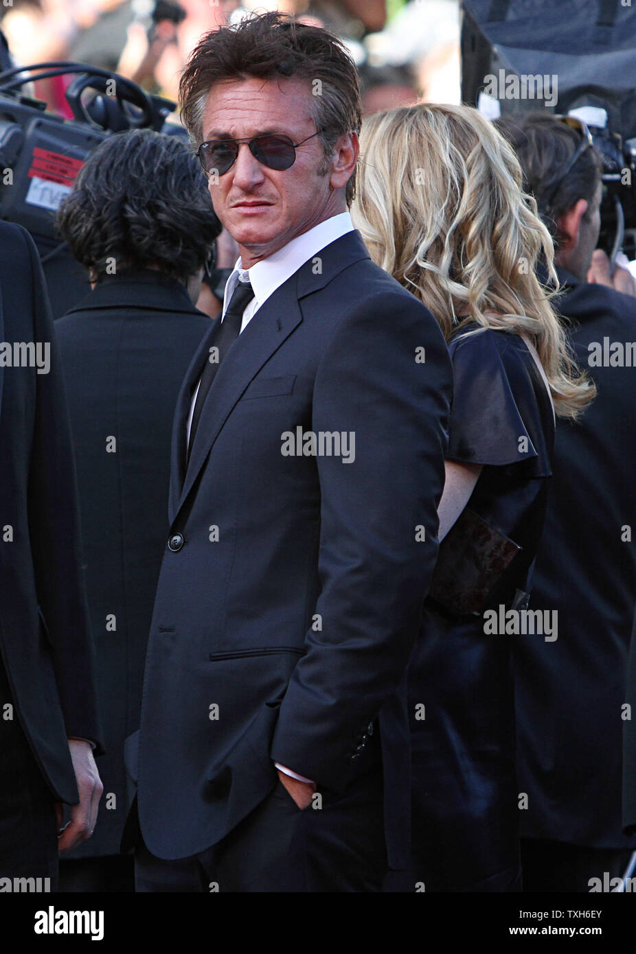 Sean Penn arrives on the red carpet before the screening of the film ...