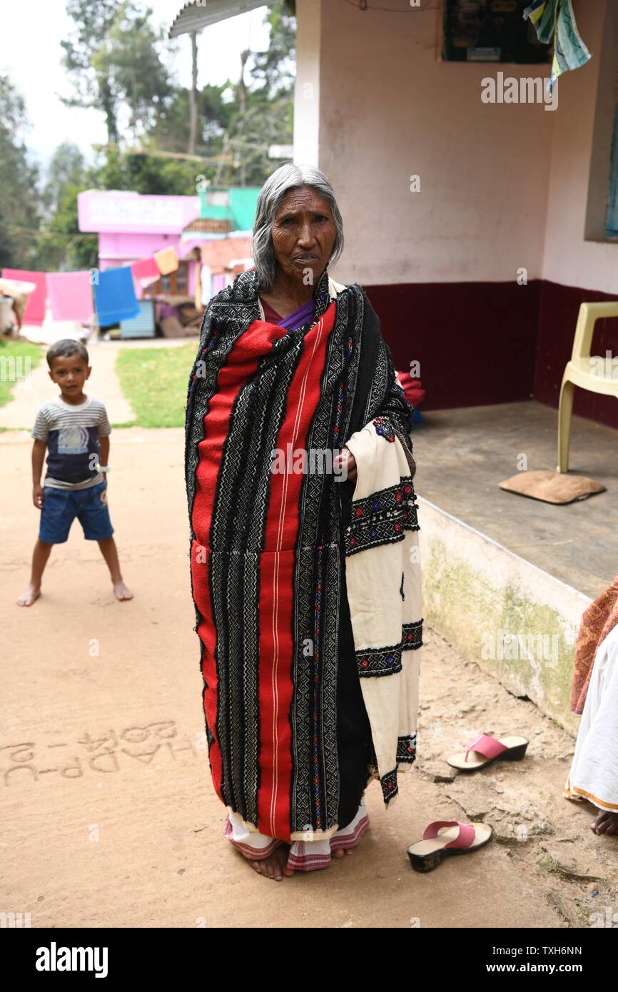 Old women in local dress from the Toda tribe of Ooty, India Stock Photo ...