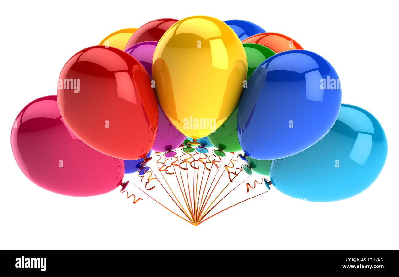colorful party balloons glossy. birthday decoration multicolored ...