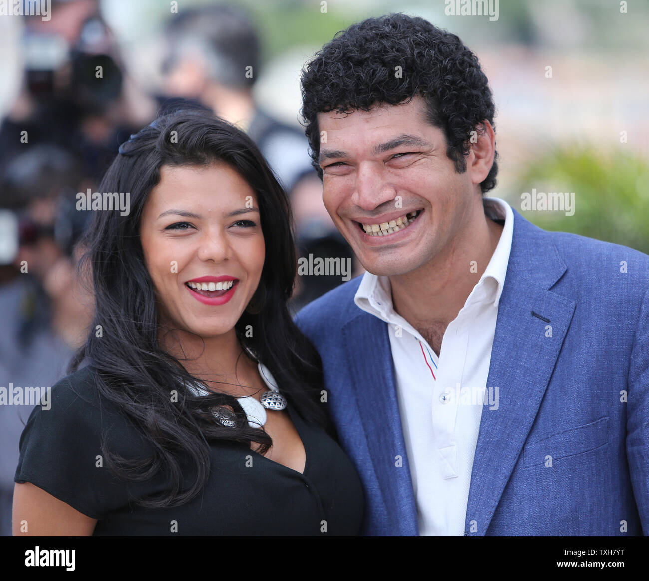 Nahed El Sebai (L) and Bassem Samra arrive at a photocall for the film ...
