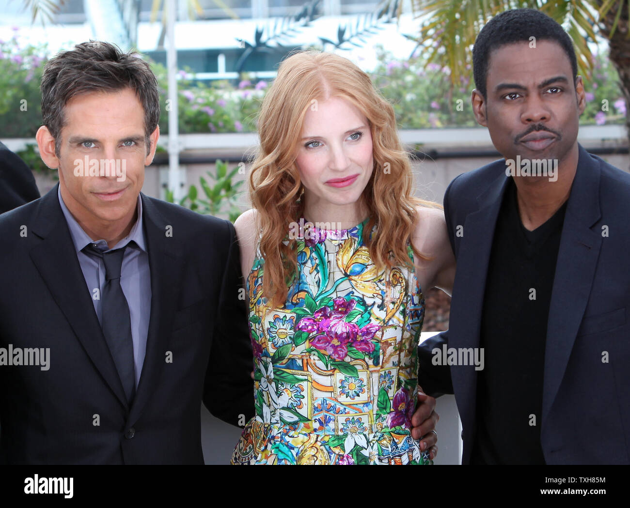 Ben Stiller (L), Jessica Chastain (C) and Chris Rock arrive at a ...