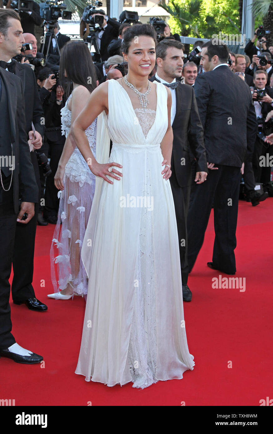 Michelle Rodriguez arrives on the red carpet before the screening of ...