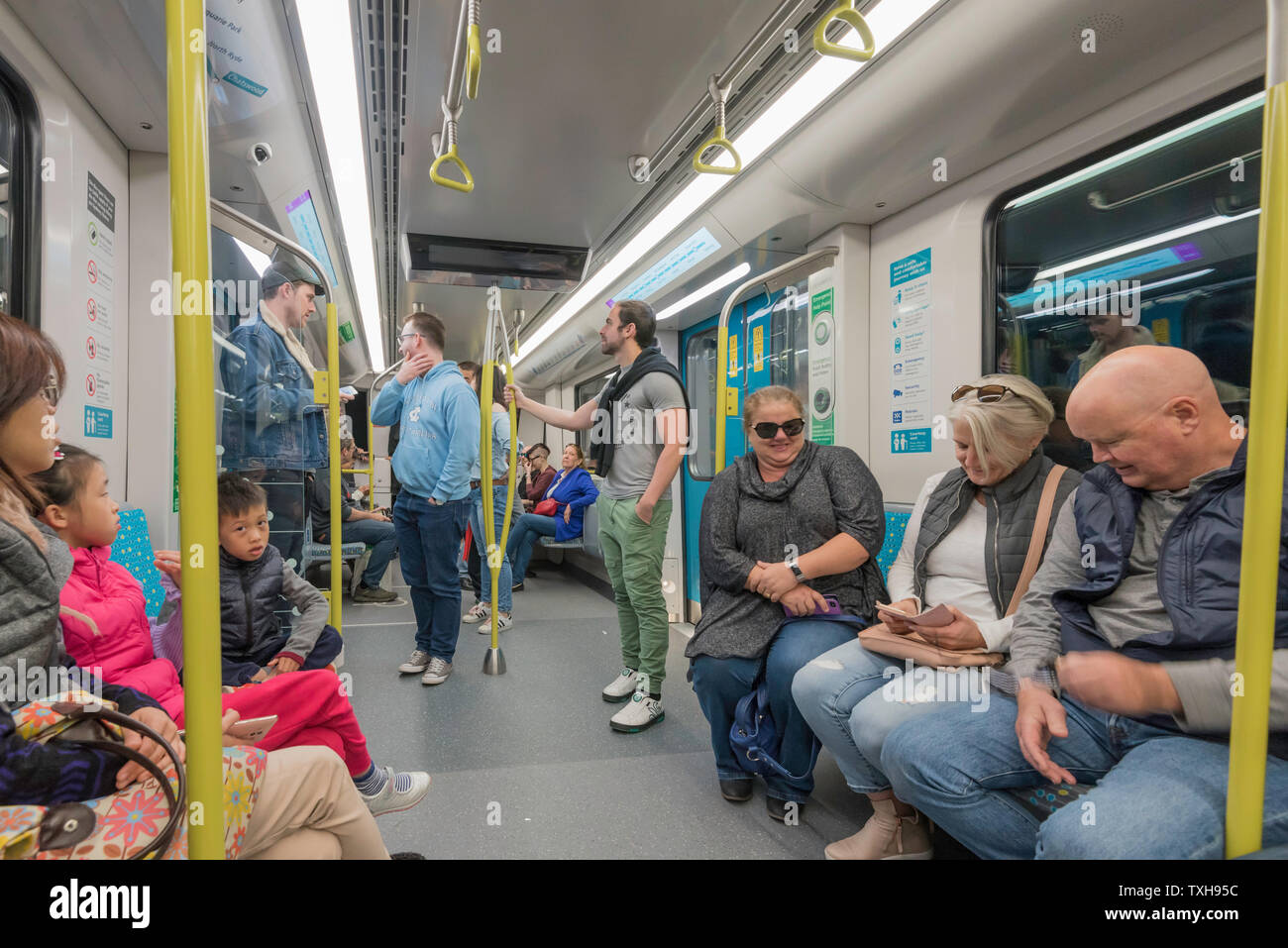 May 26th 2019 Sydney Australia: Passengers riding for free on the opening day of the new Sydney ...