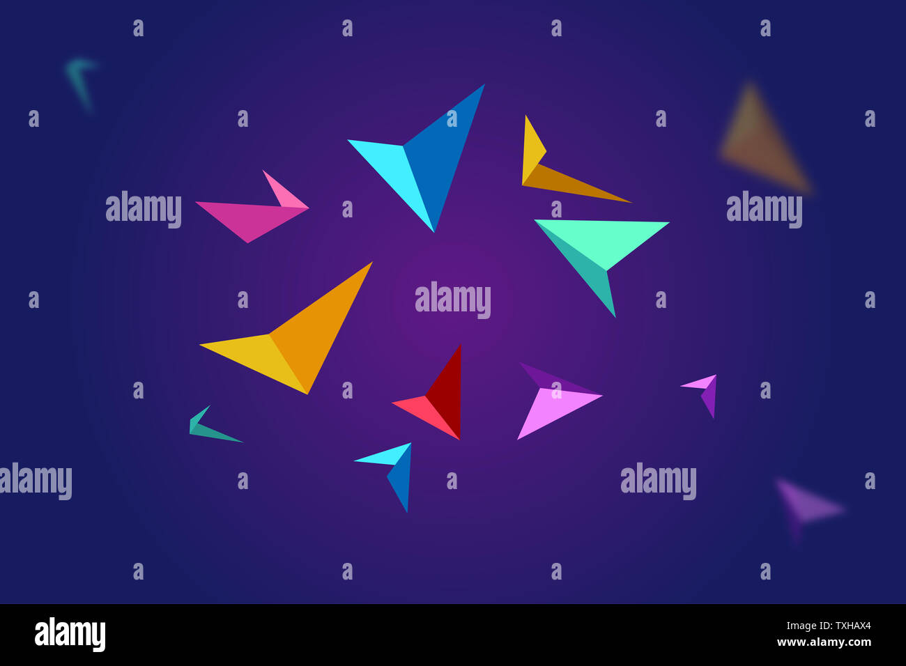 Colorful background of colorful suspended triangular tetrahedron with ...