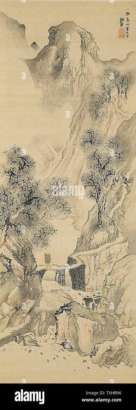 Yosa Buson - Landscape With Solitary Traveler 1780 Stock Photo - Alamy