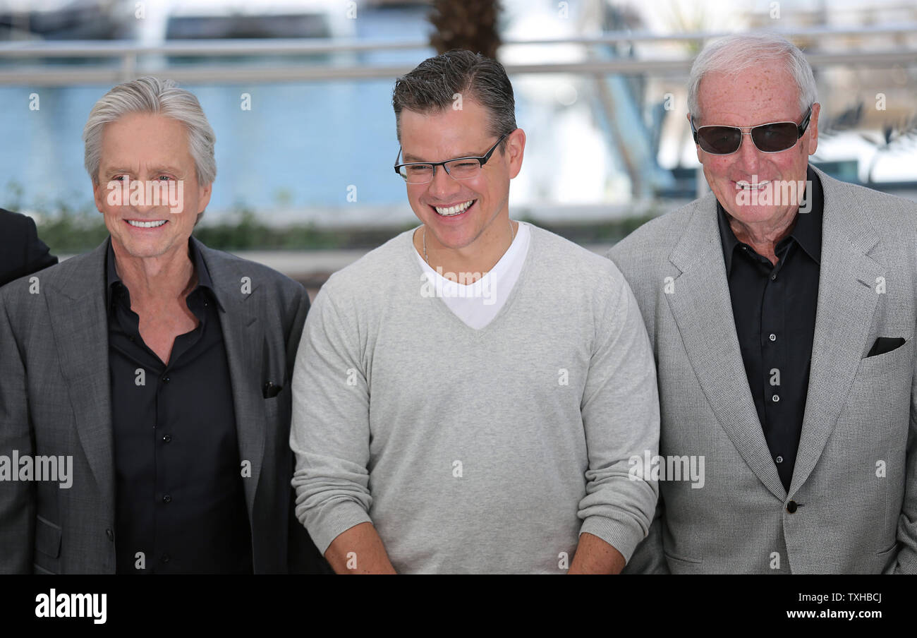 Michael Douglas (L), Matt Damon (C) and Jerry Weintraub arrive at a ...