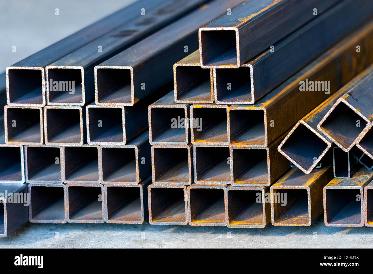 Square high carbon metal tube background for heavy industry Stock Photo ...