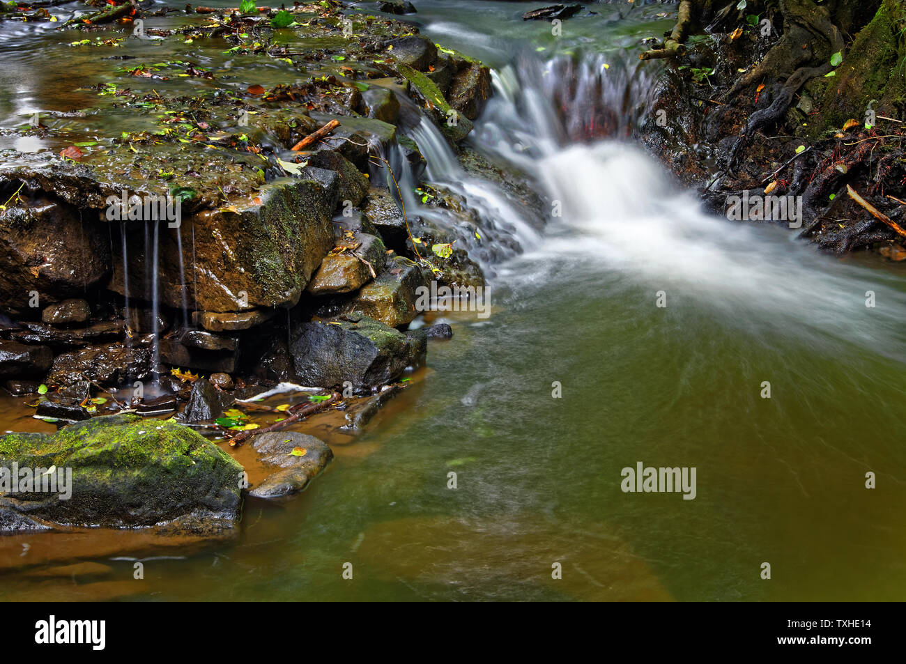 UK, Derbyshire, Eckington, The Moss Waterfall Stock Photo - Alamy