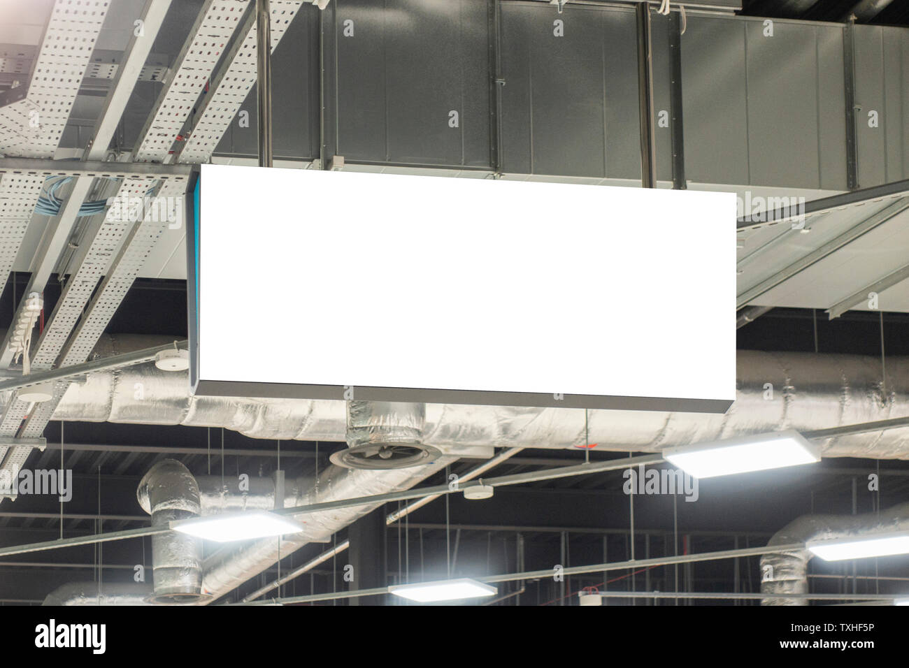 Mock up. Horizontal rectangular white empty signage, information board ...