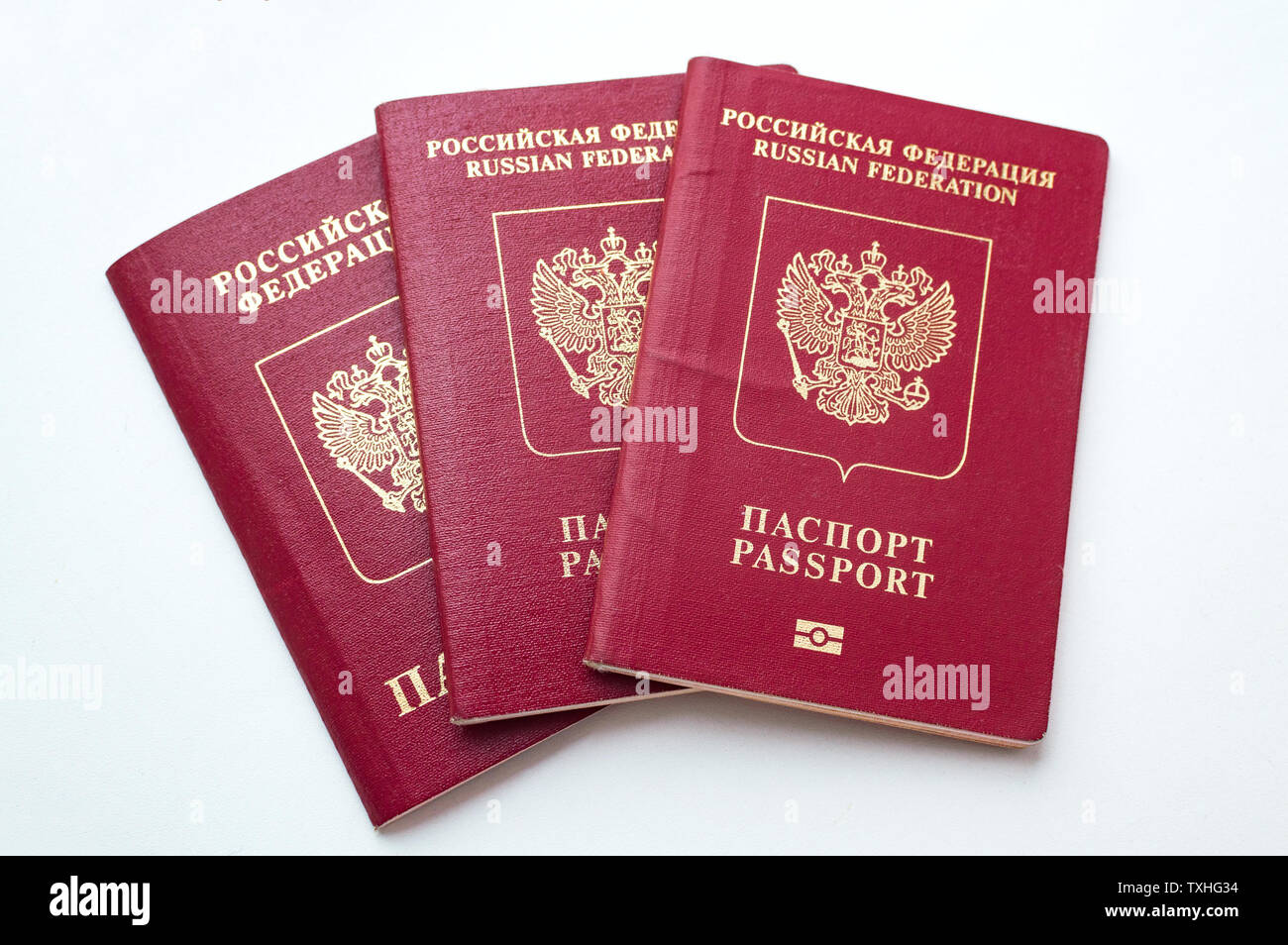 Three Passport Of The Citizen Of The Russian Federation On A White