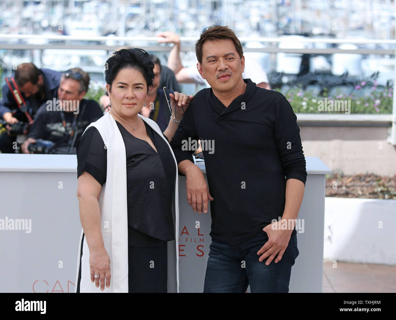 Jaclyn Jose (L) and Brillante Mendoza arrive at a photocall for the ...
