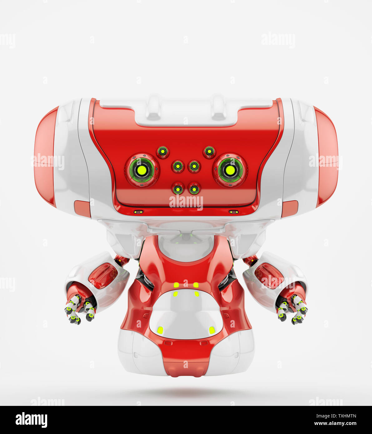 Cute aerial robot with vacuum cleaner function, 3d rendering Stock ...