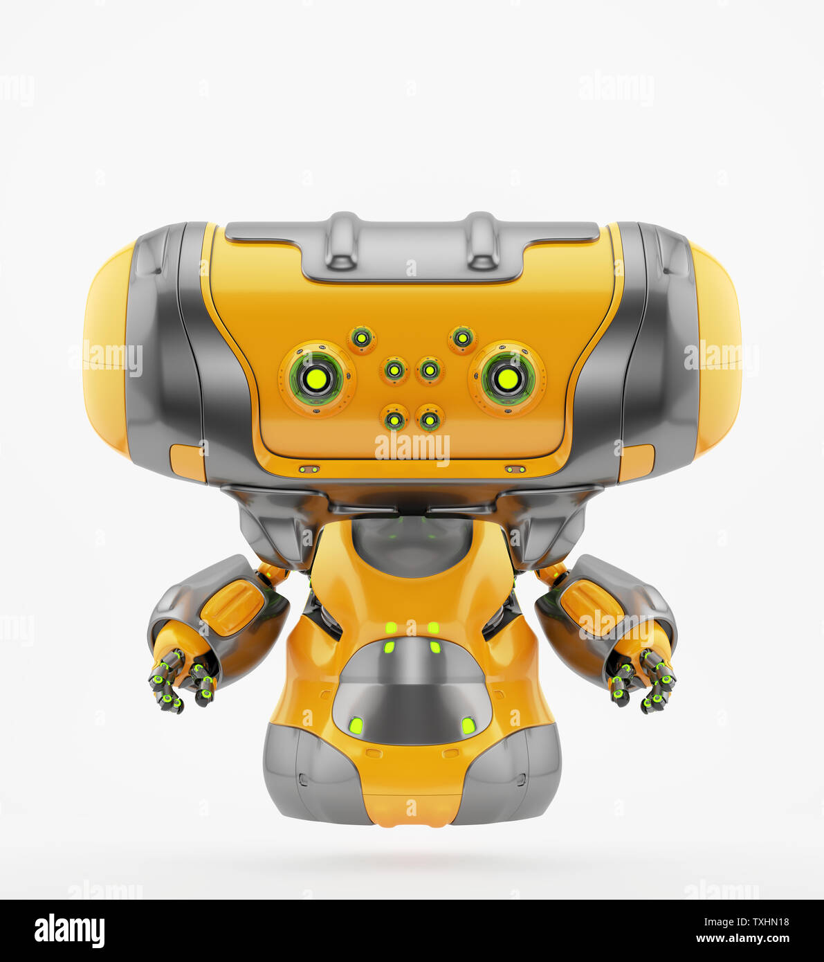 Cute aerial robot with vacuum cleaner function, 3d rendering Stock ...