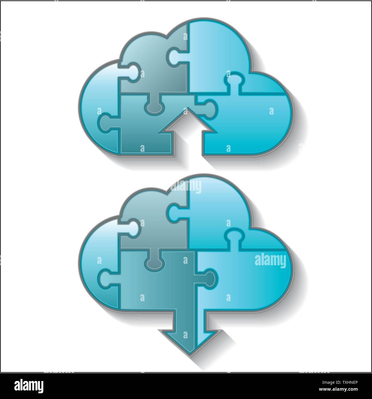 Cloud computing download and upload puzzle icon, vector Stock Vector Image & Art - Alamy