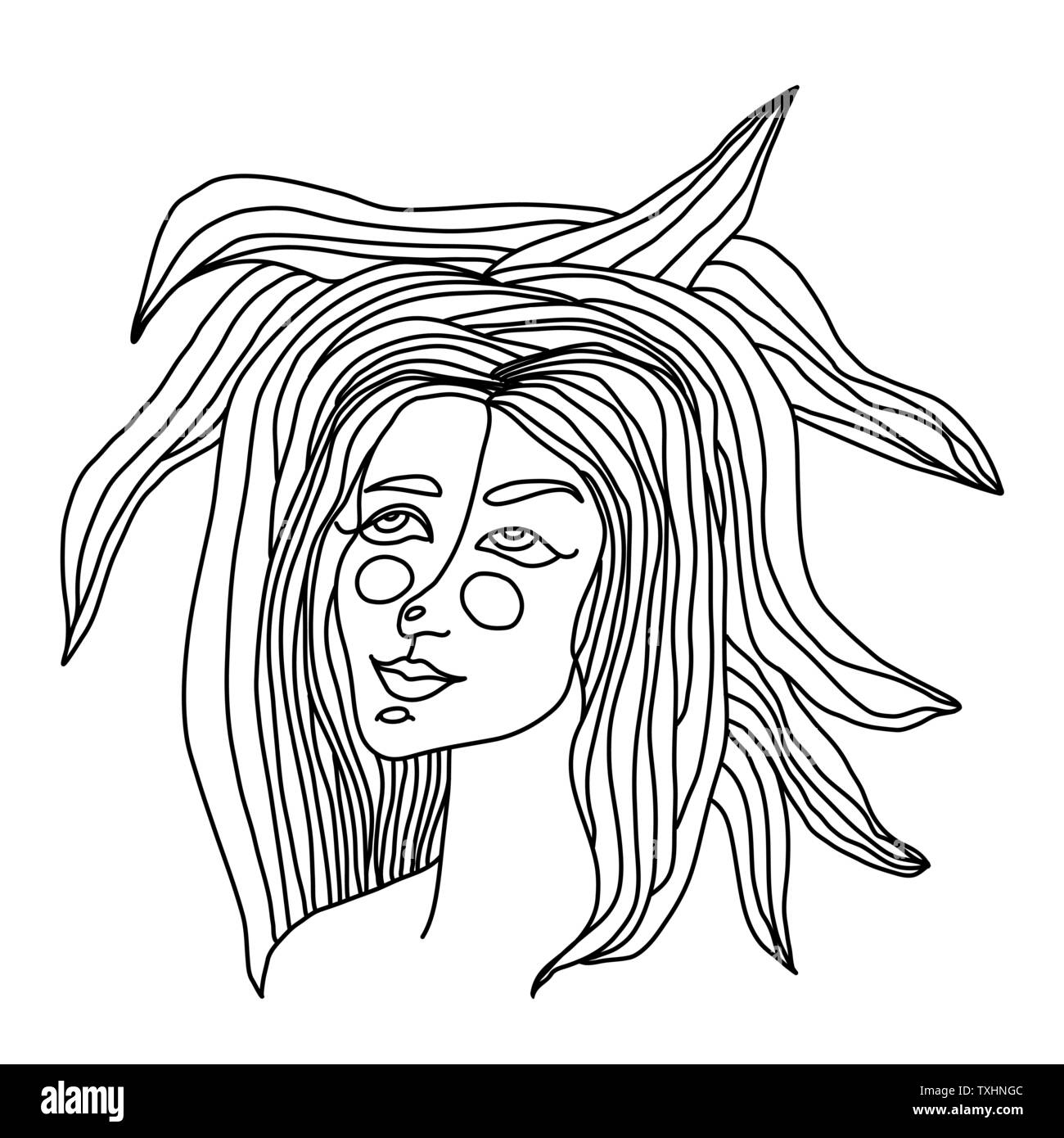 Womens abstract modern portrait. Coloring book. Vector illustration ...