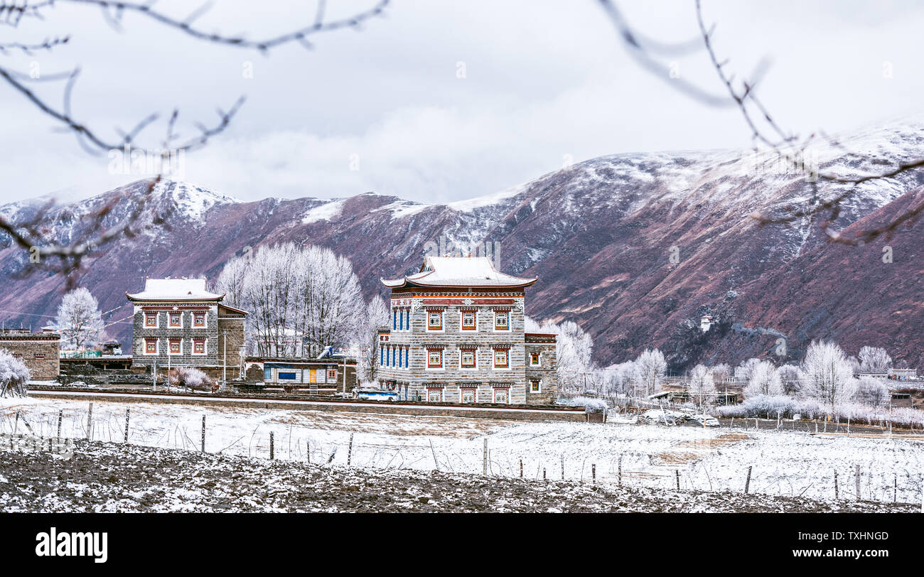 Scenery of Xindu Bridge in Kangding Tibetan District Stock Photo - Alamy
