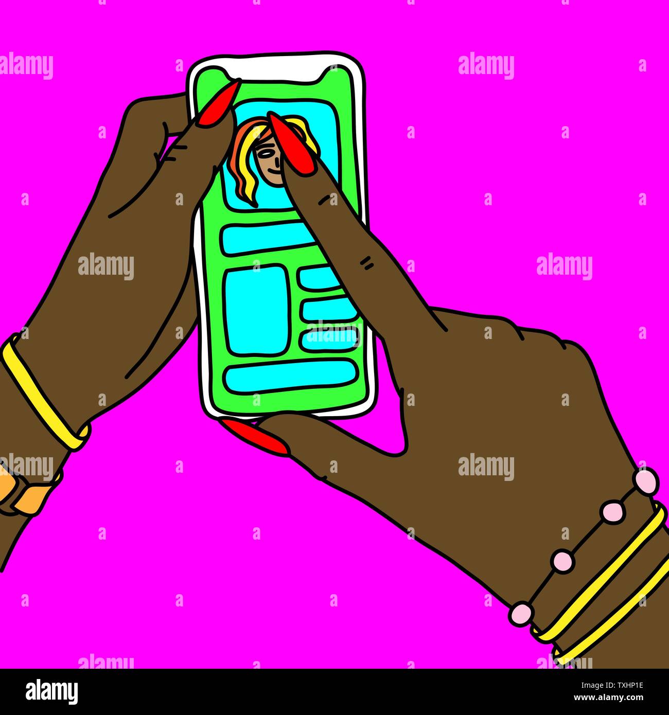 Woman texting messages Stock Vector Images - Alamy