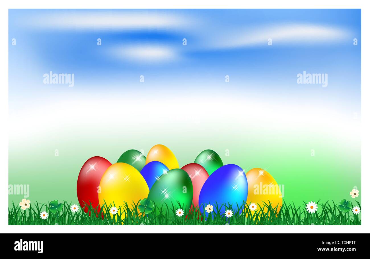Easter card eggs chicks Stock Vector Images - Alamy
