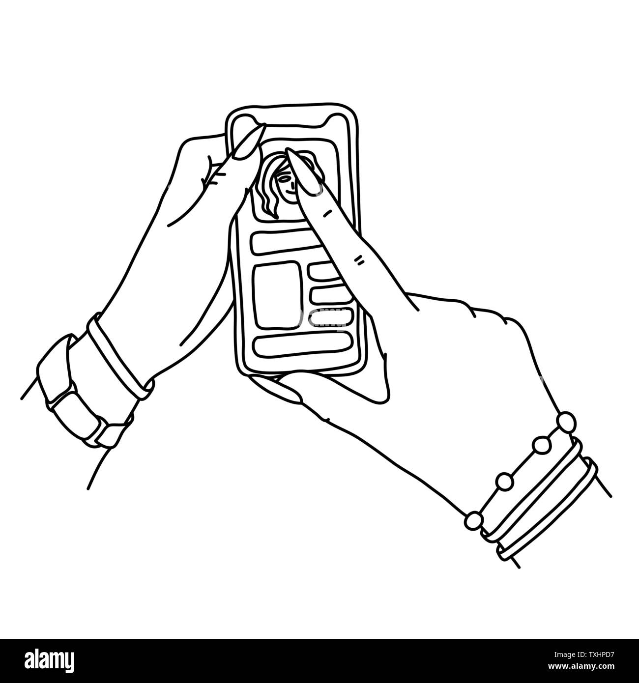 Long nails smartphone Stock Vector Images - Alamy