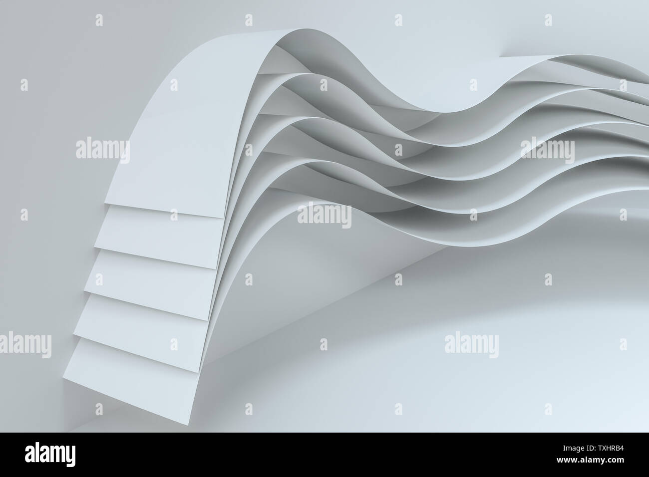 Three-dimensional rendering, paper curved line background Stock Photo ...